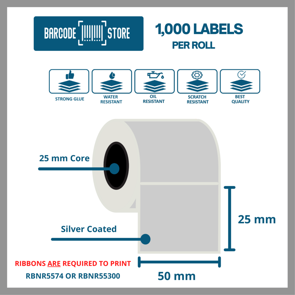 Barcode Heavy Duty Labels SL-50mm x 25mm, 1,000 Labels / Roll | Barcode ...