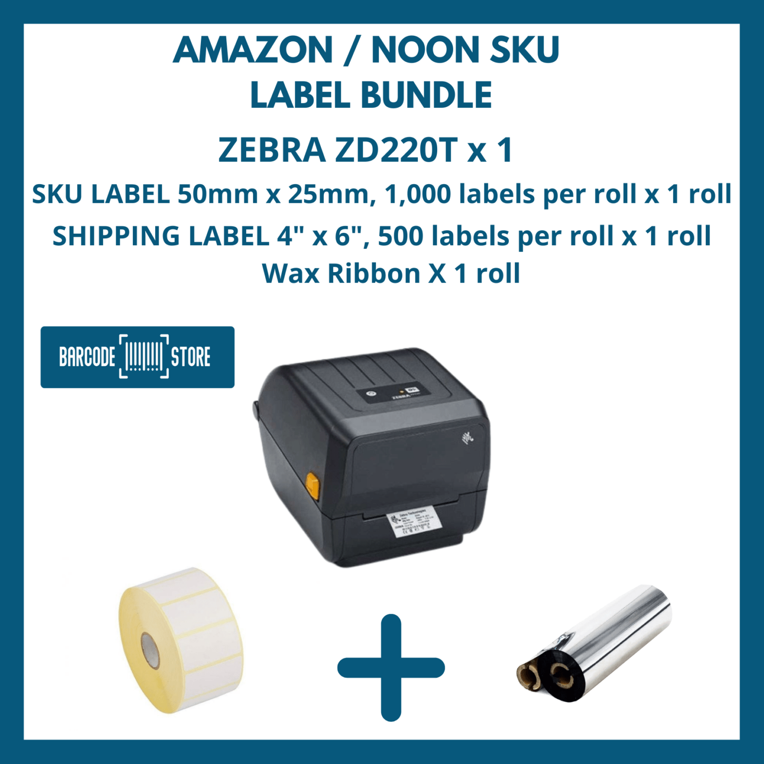 Amazon/Noon SKU & Shipping Label Bundle - Zebra ZD220t + 50mm x 25mm ...